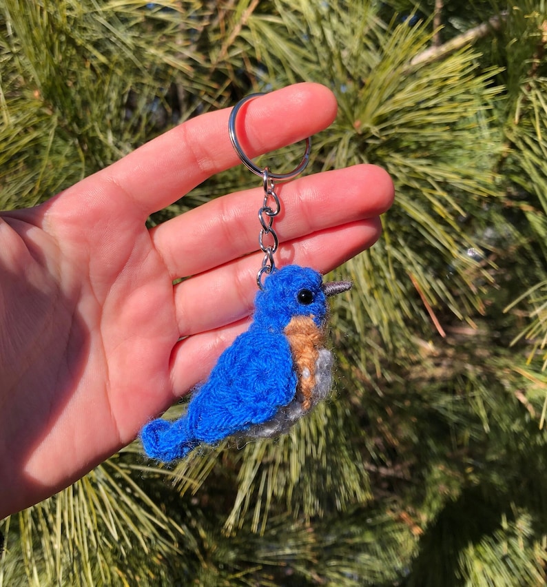 Tiny Birdies Crochet Bluebird Keychain Crochet Bird Keychain - Etsy