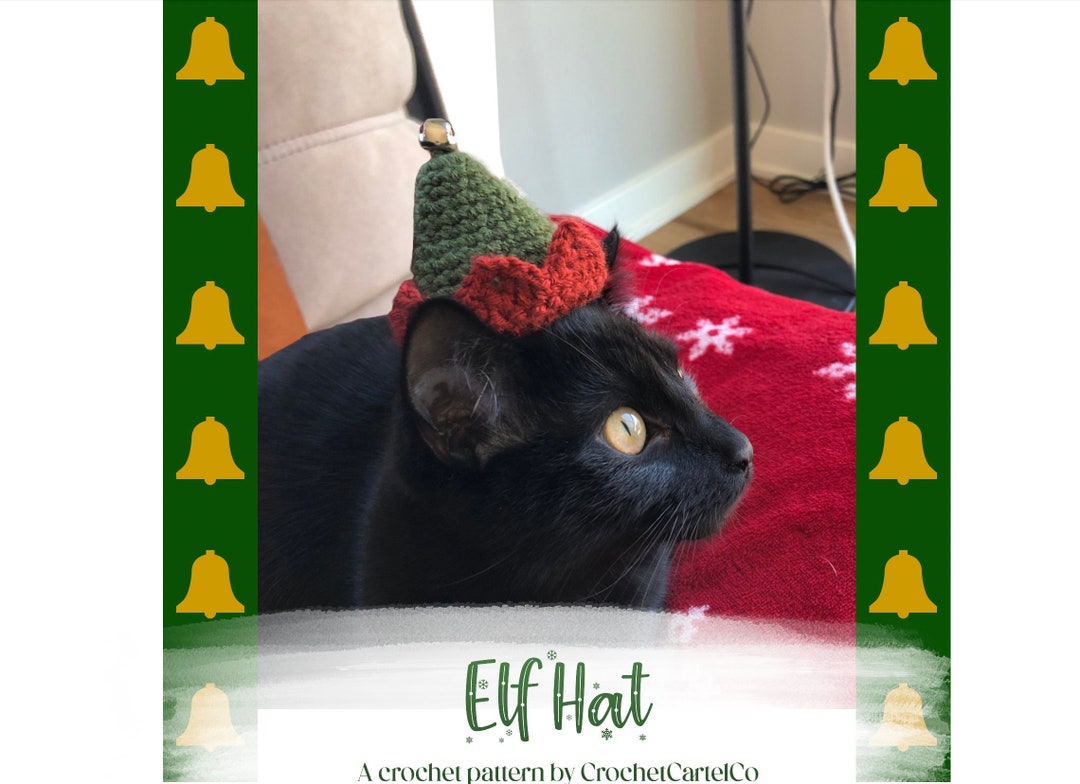 Elf Hat Written Crochet Pattern | Christmas Crochet Hat for Pet Cat ...
