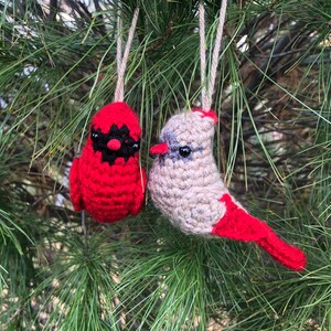 Crochet Male + Female Cardinal Ornament Bundle | Crochet Amigurumi ...