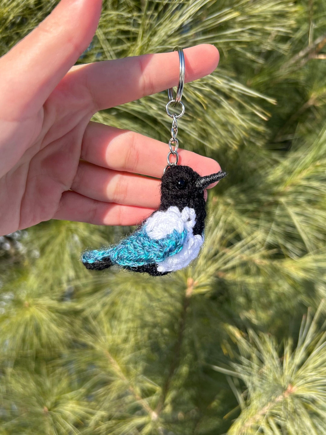 Tiny Birdies Eurasian Magpie Keychain | Crochet Bird Keychain | Bird ...
