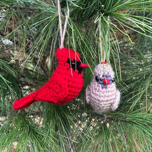 Crochet Male + Female Cardinal Ornament Bundle | Crochet Amigurumi ...
