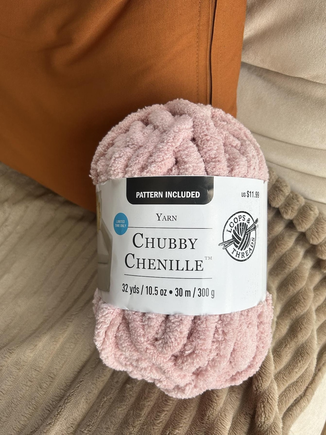 Chubby Chenille Yarn by Loops & Threads | Color: BLUSH - Etsy