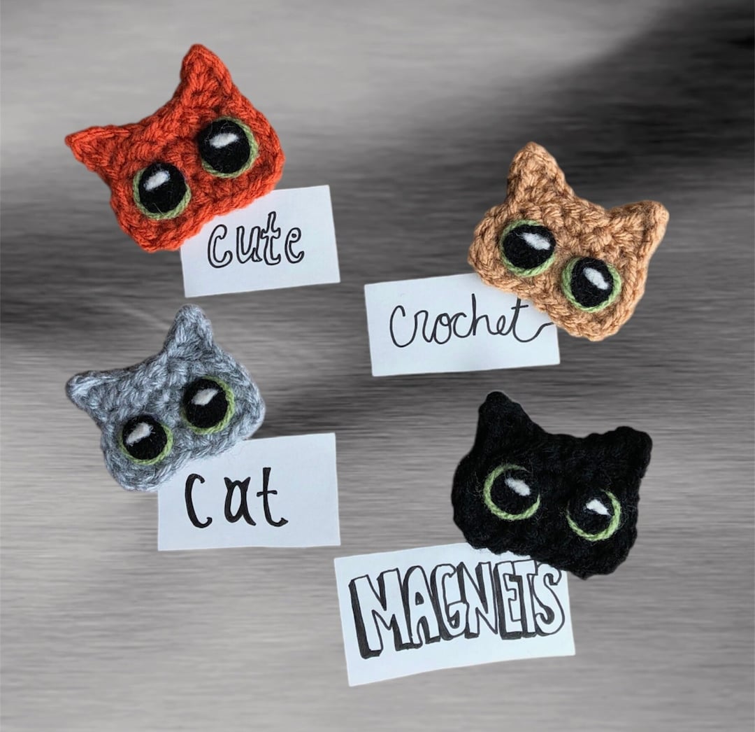 Cute Crochet Cat Magnets | Cat Family Fridge Magnets | Cat Amigurumi ...