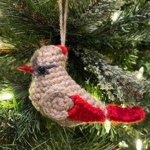 Crochet Female Cardinal Ornament | Crochet Amigurumi | Christmas ...