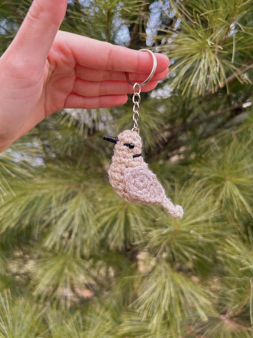 Tiny Birdies Crochet Ring-necked Dove Keychain | Crochet Bird Keychain ...