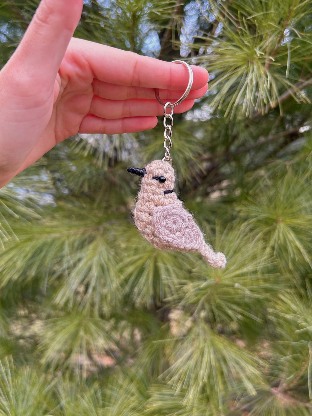 Tiny Birdies Crochet Ring-necked Dove Keychain | Crochet Bird Keychain ...