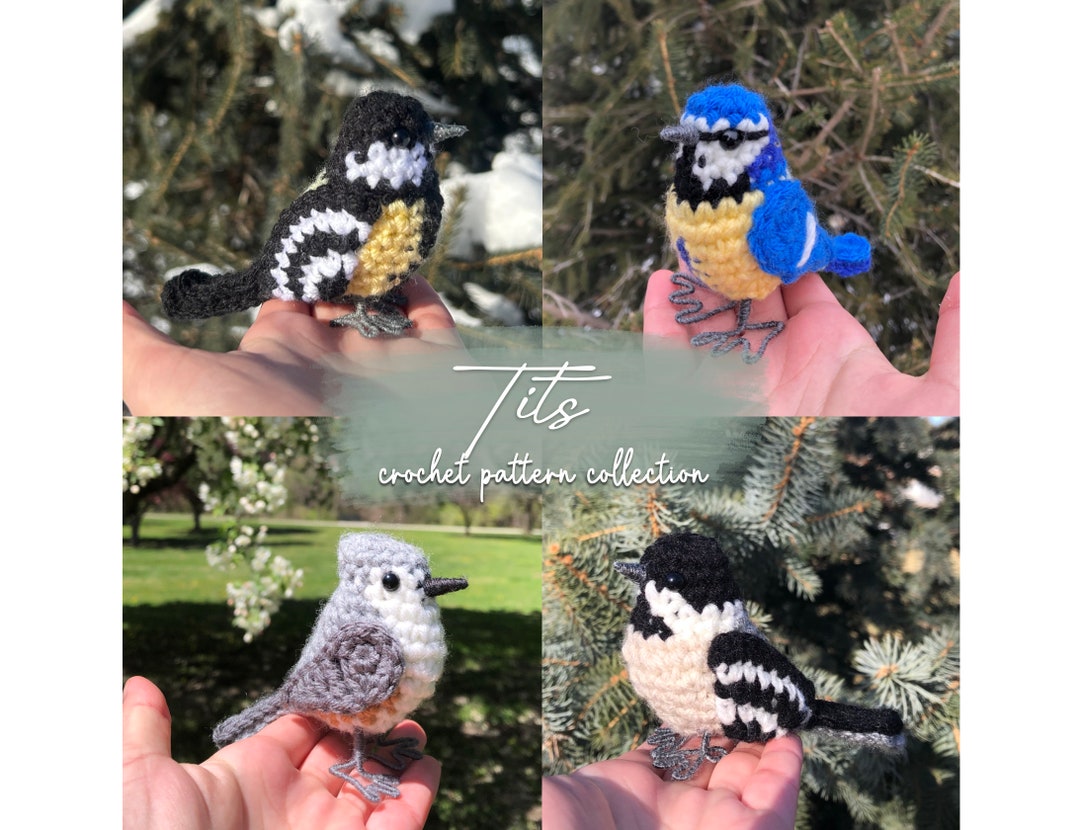 Tits Crochet Pattern Bundle | 4 Realistic Crochet Birds Written Pattern ...