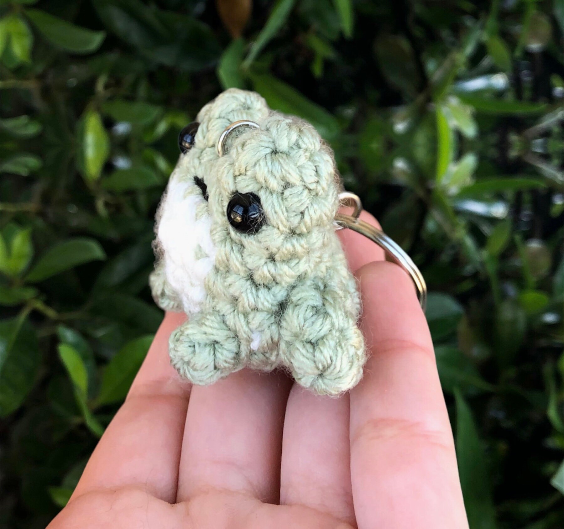 Cute Little Crochet Frog Keychain | Green Frog Plush Amigurumi ...