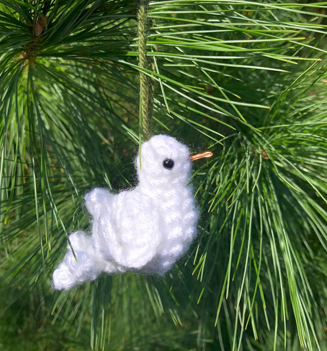 Crochet Little White Peace Dove Christmas Ornament | Dove Ornament ...
