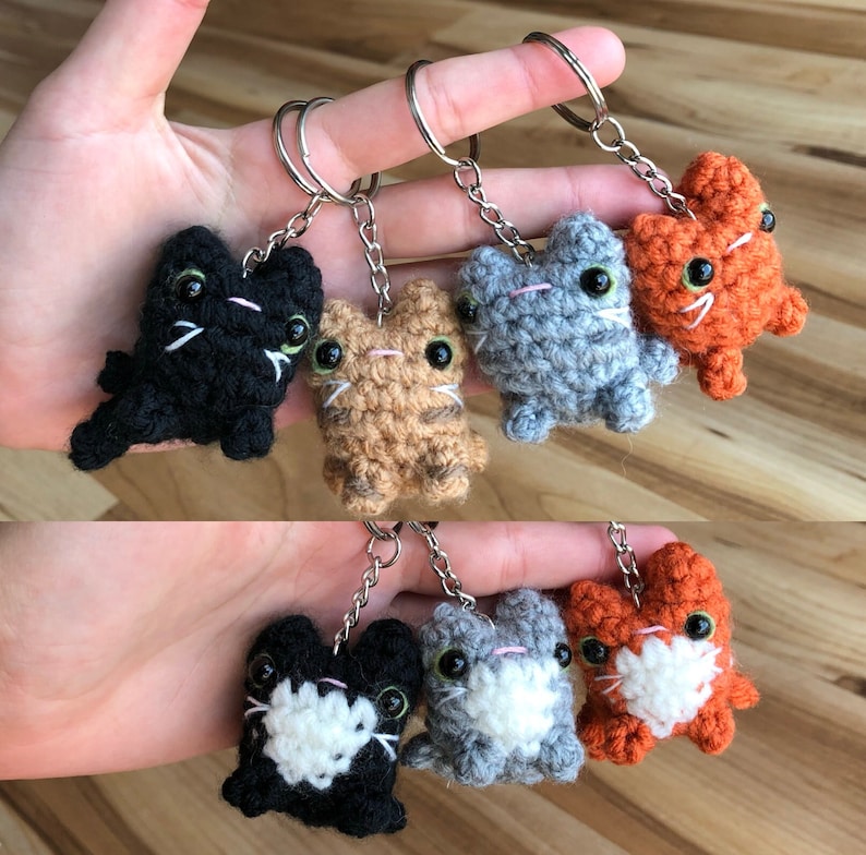 Crochet Cat Keychain Crochet Kitty Amigurumi Kitten Plush - Etsy