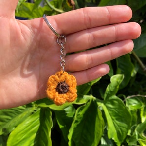 Flower Power Crochet Keychain | Handmade Accessory | Crochet Sunflower ...