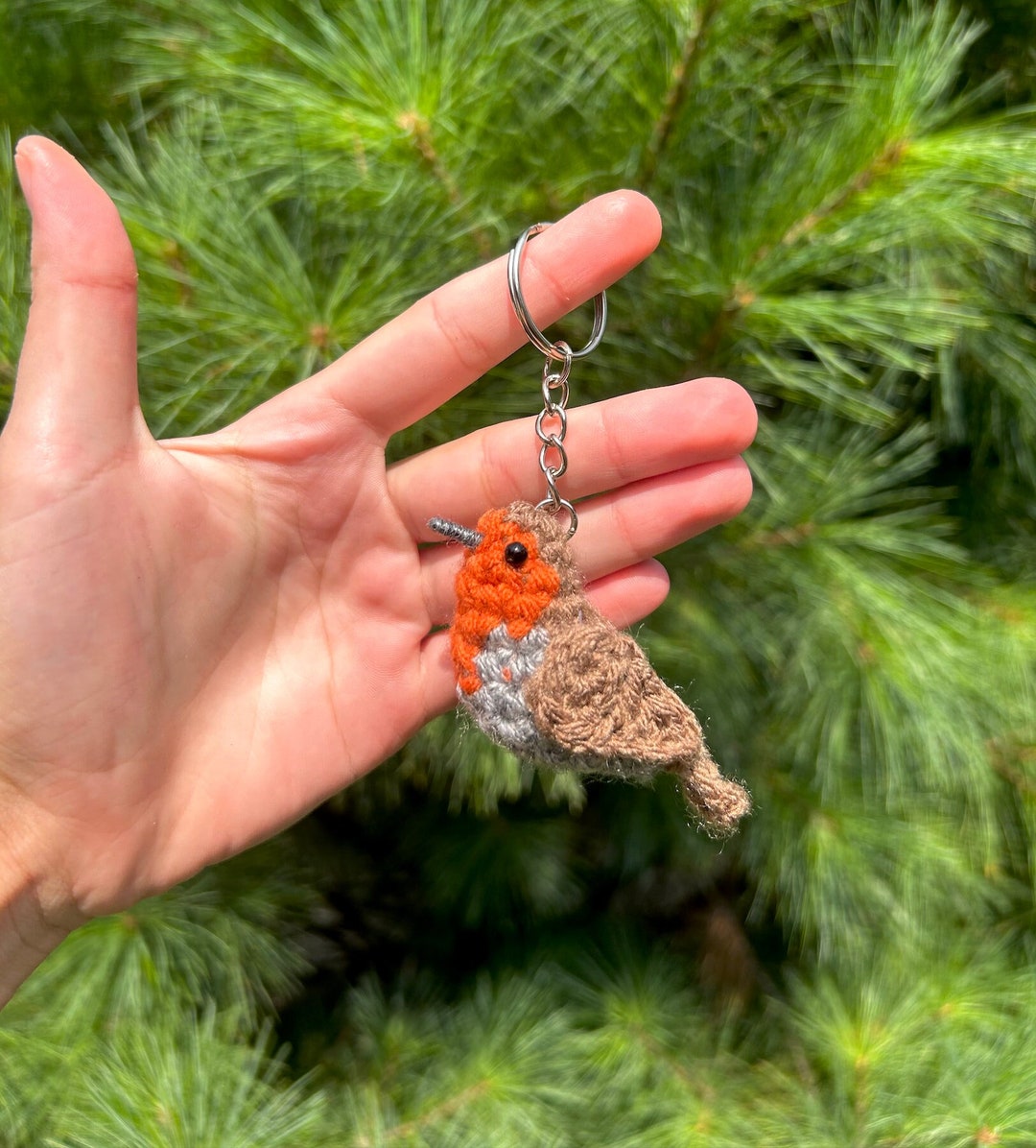 Tiny Birdies Crochet European Robin Keychain | Crochet Bird Keychain ...