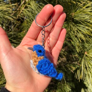 Tiny Birdies Crochet Bluebird Keychain | Crochet Bird Keychain | Bird ...