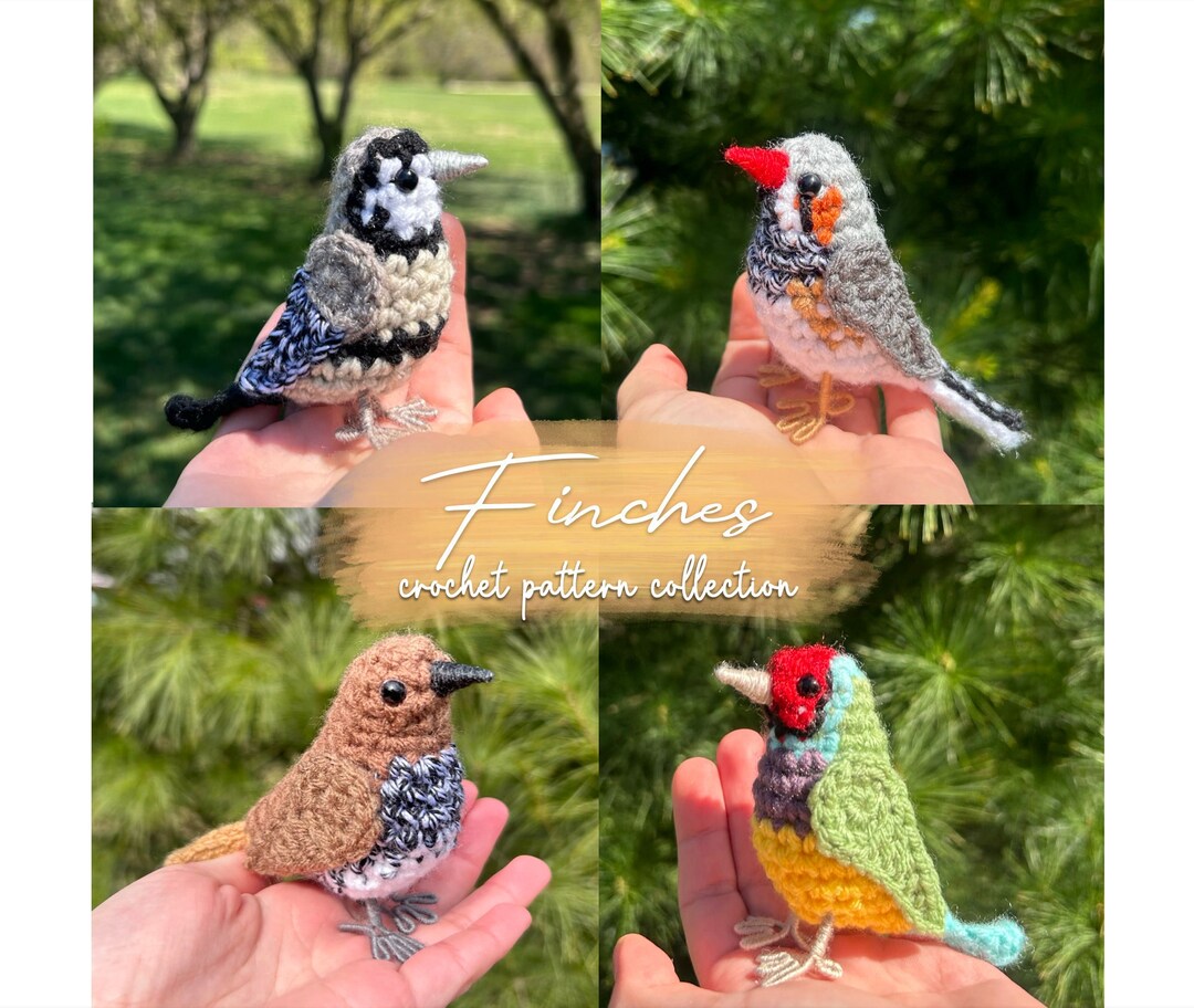 Finches Crochet Pattern Bundle | 4 Realistic Crochet Birds Written ...
