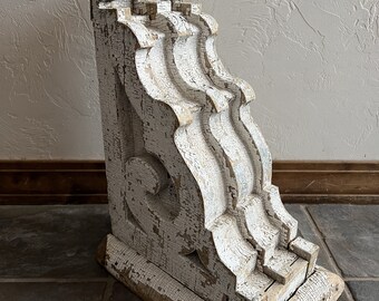 PAIR Large Antique Chippy White Corbels Very ORNATE Fantastic Old ...