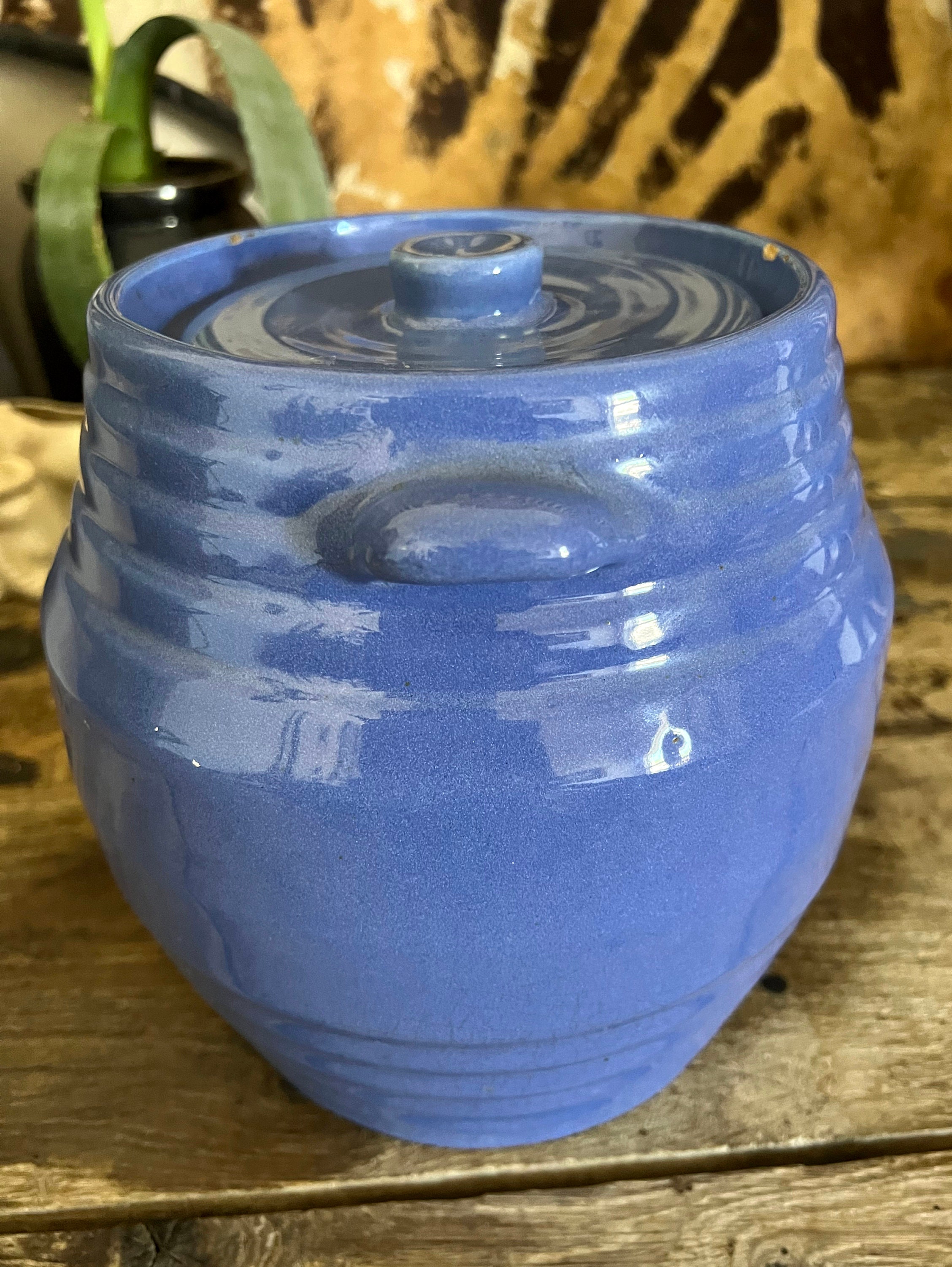 Blue Ring Ware Jar With Lid Yellow Ware YORK PA Early - Etsy