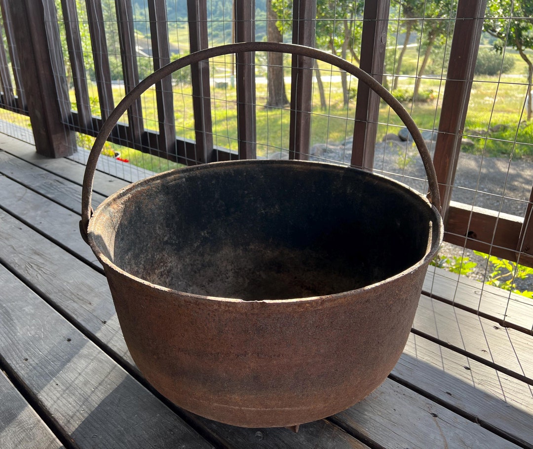 Antique Cast Iron Cauldron Hanger Pot - 1880s Hand Forged Swedish - 21 ...