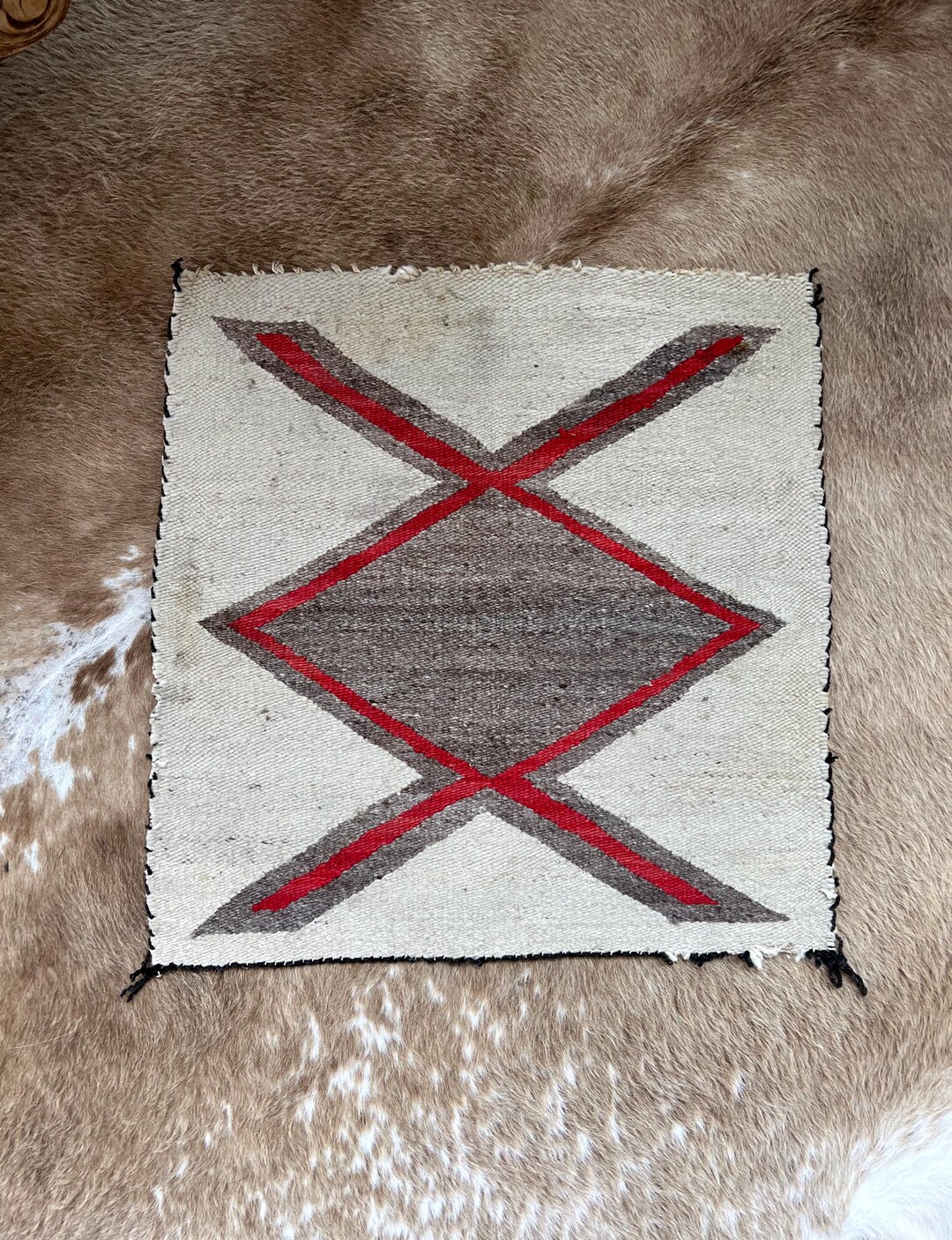 Antique Navajo Rug - Vintage Native American Textile - Wool Weaving ...