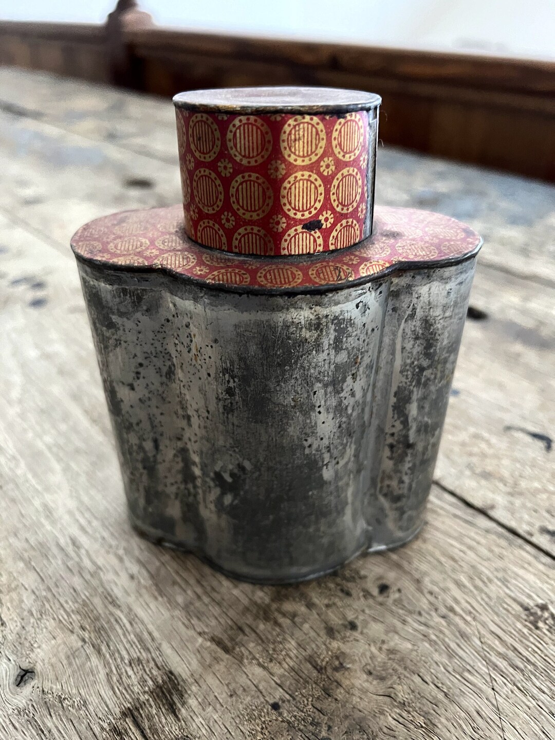 Vintage Chinese Tea Caddy - Antique Tin - Red and Gold Decorative ...
