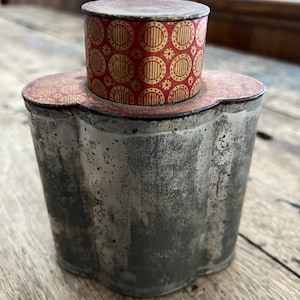 Vintage Chinese Tea Caddy - Antique Tin - Red and Gold Decorative ...