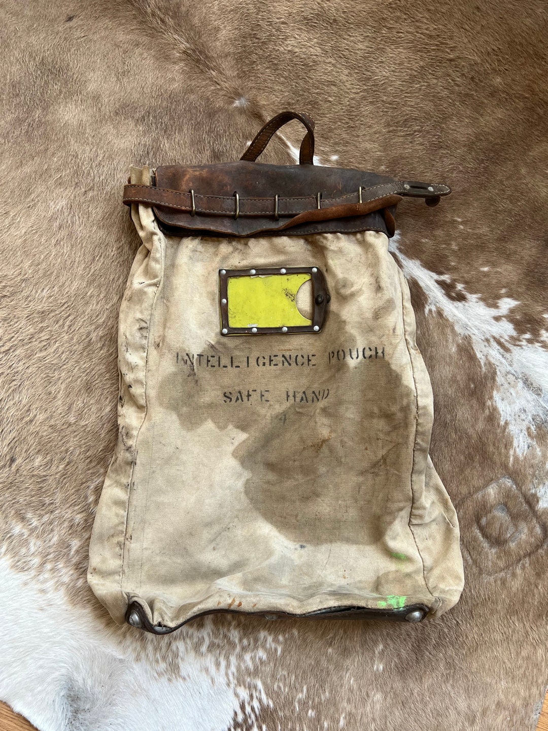 Vintage Military Intelligence Pouch Large RARE Canvas Bag With Weighted ...