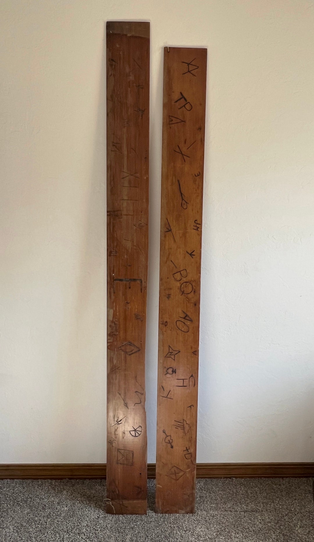 Vintage Western Ranch Brand Pair of Wood 6 7 FT Panels Camp Folk Art ...