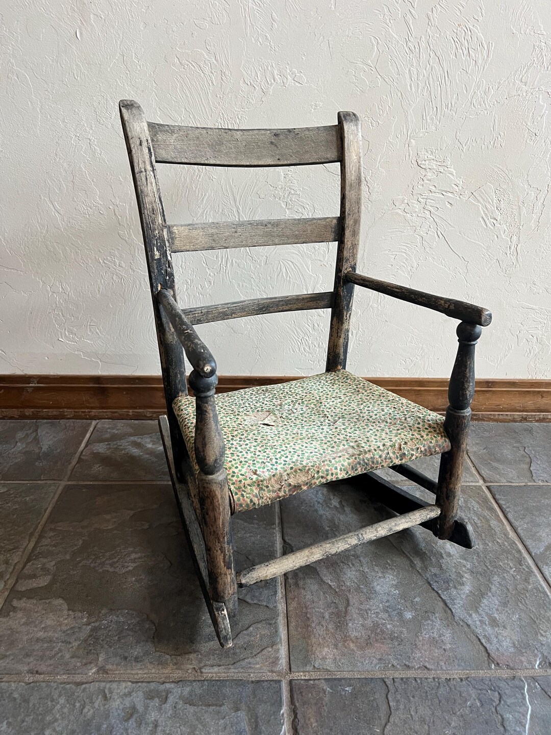 Antique Child's Slat Back Rocking Chair - Sweet Vintage Primitive Kid's ...