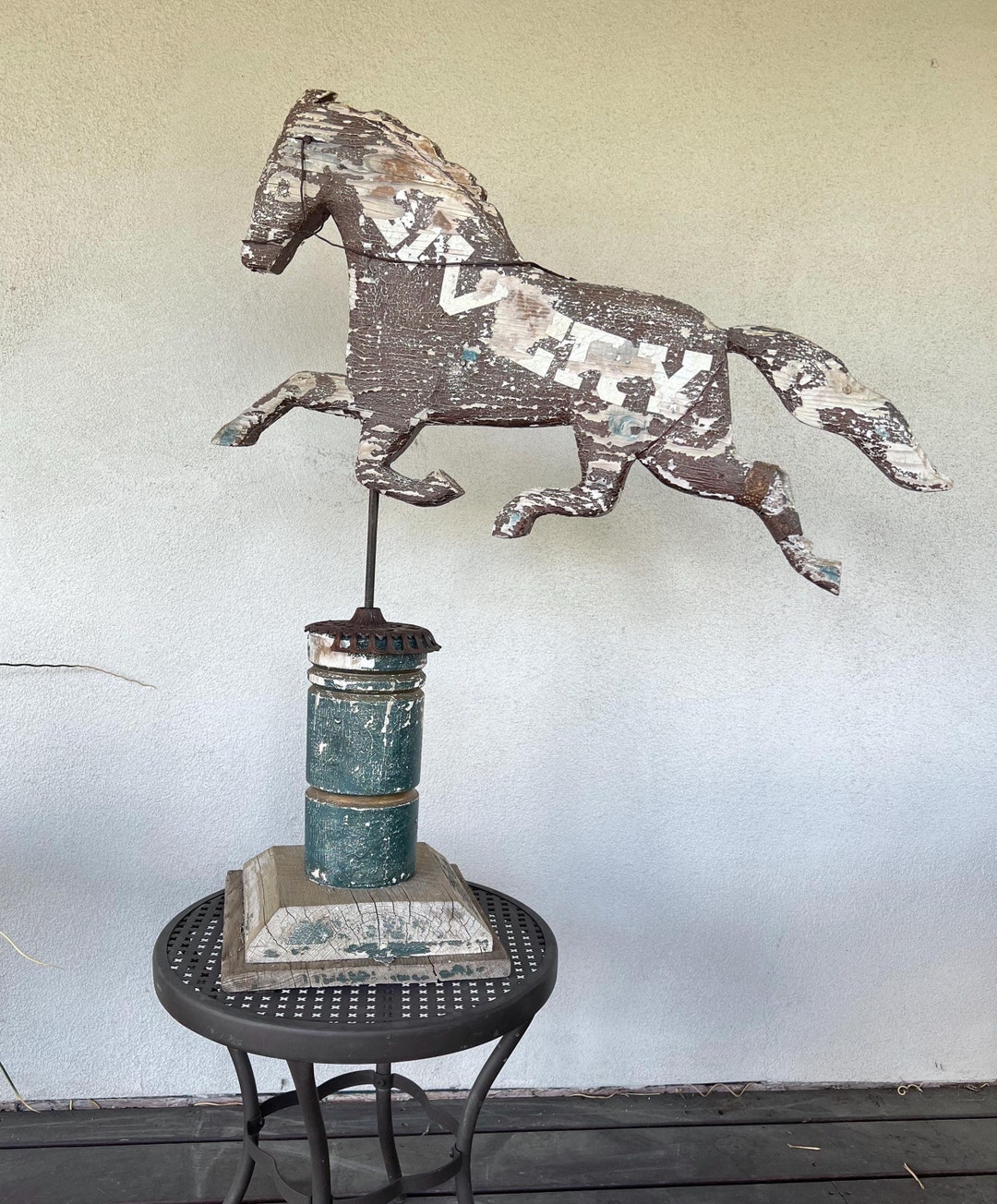 Antique Running Horse LIVERY Sign Folk Art Double Sided Handmade ...