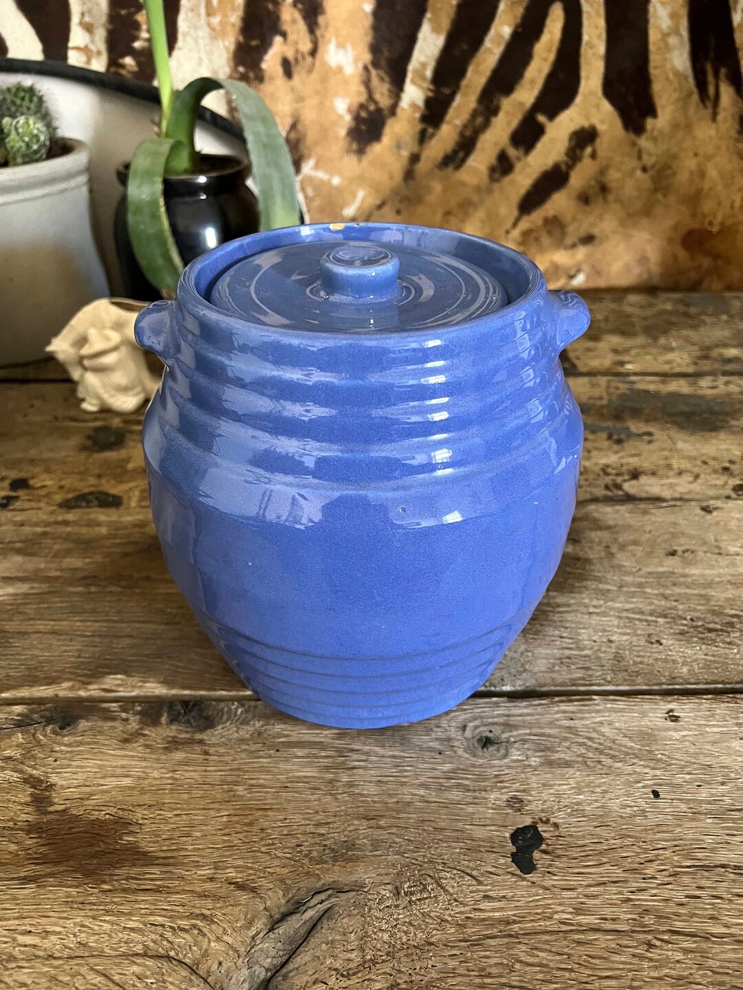 Blue Ring Ware Jar With Lid - Yellow Ware - YORK, PA - Early ...