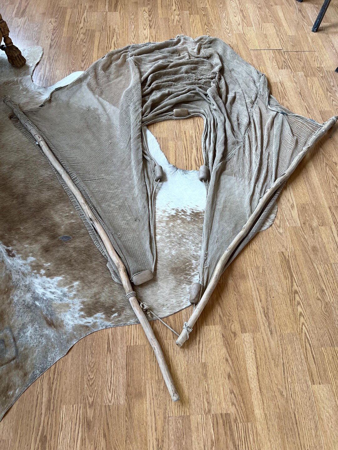 Vintage Brail Seine Fishing Net - Large - Fine Woven Bait Fish Net ...