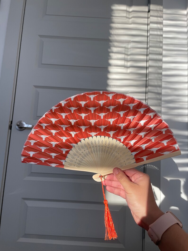 Longhorn Burnt Orange Handheld Fan Perfect for Warm Weather, Very Light ...