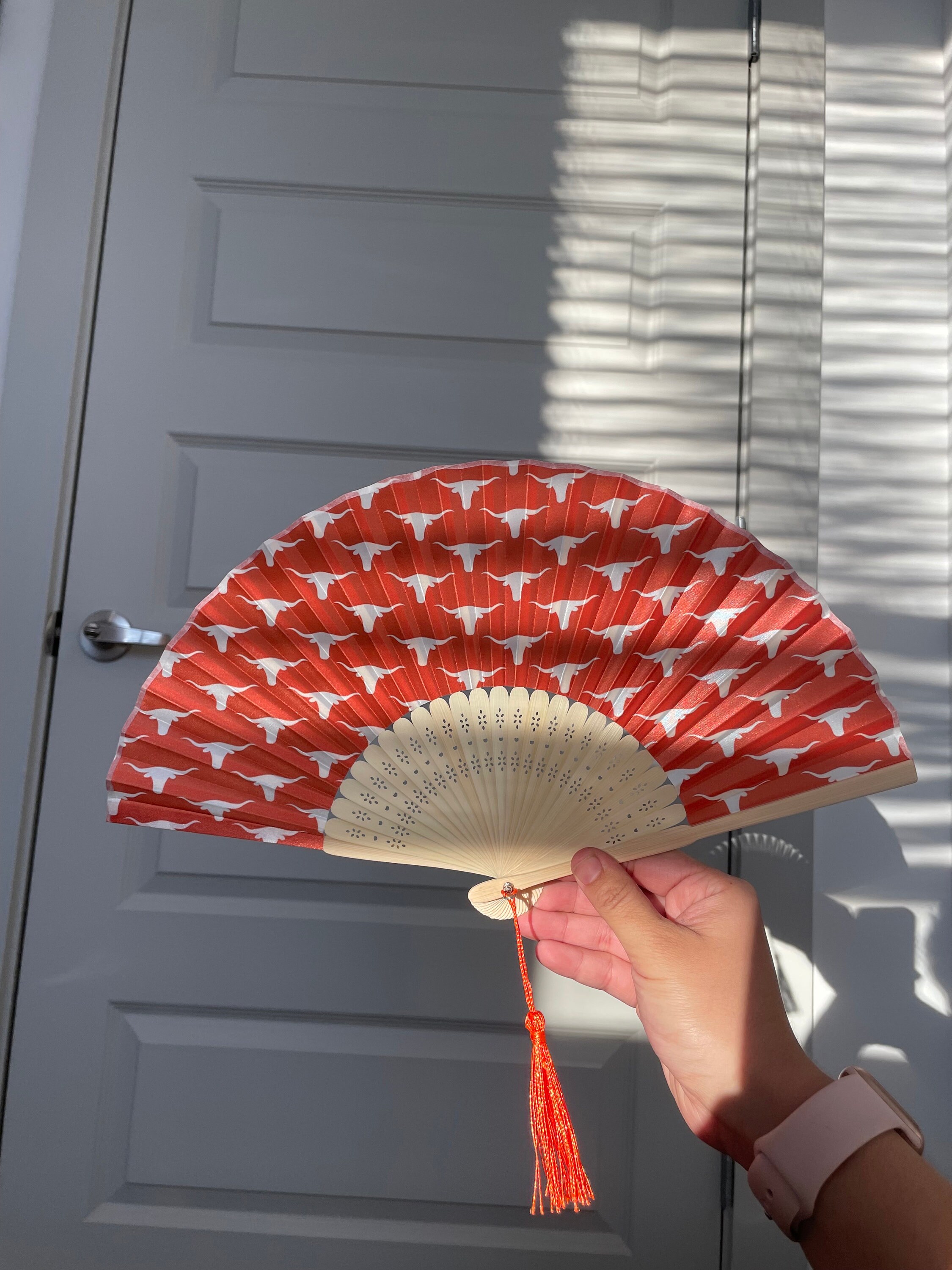 Longhorn Burnt Orange Handheld Fan Perfect for Warm Weather, Very Light ...
