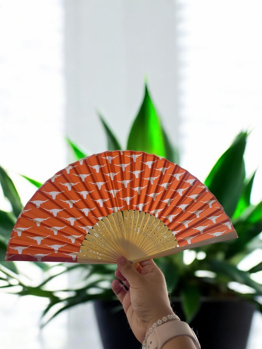 Texas Longhorn Burnt Orange Handheld Fan Perfect for Warm Weather, Very ...