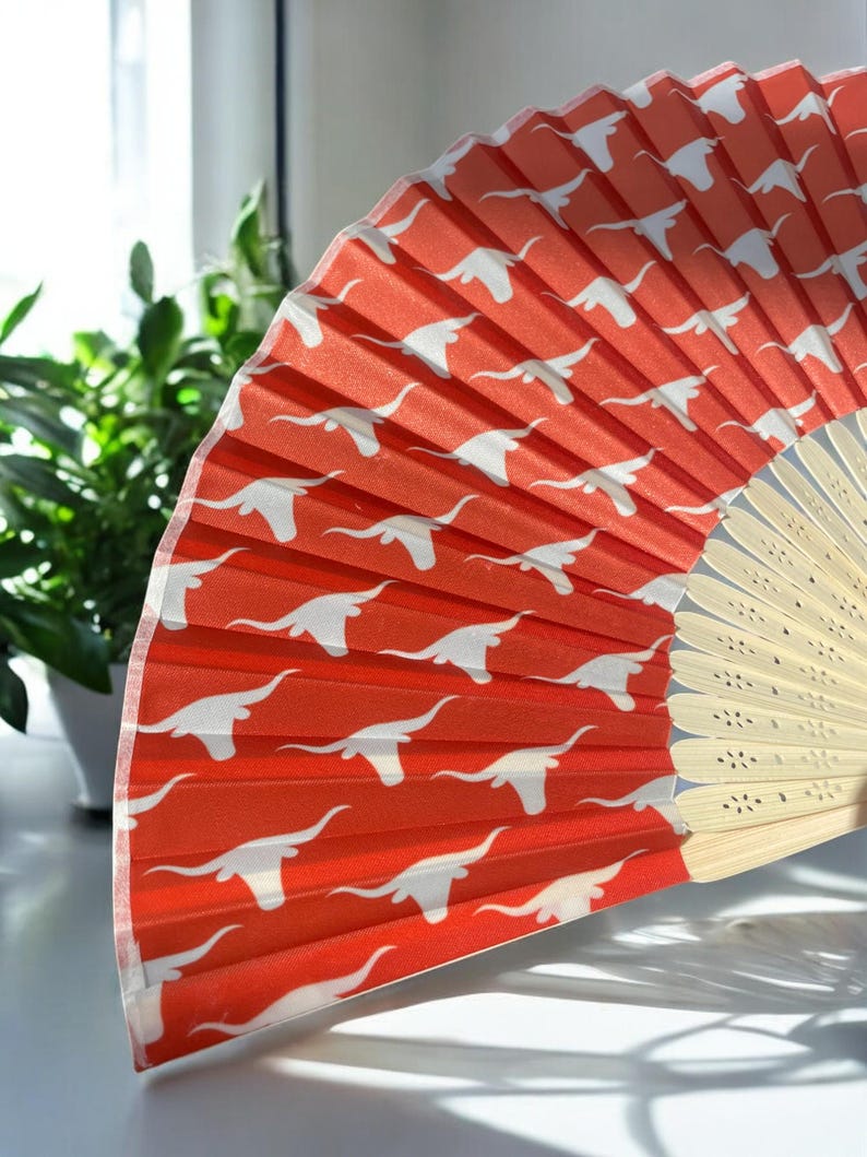Texas Longhorn Burnt Orange Handheld Fan Perfect for Warm Weather, Very ...