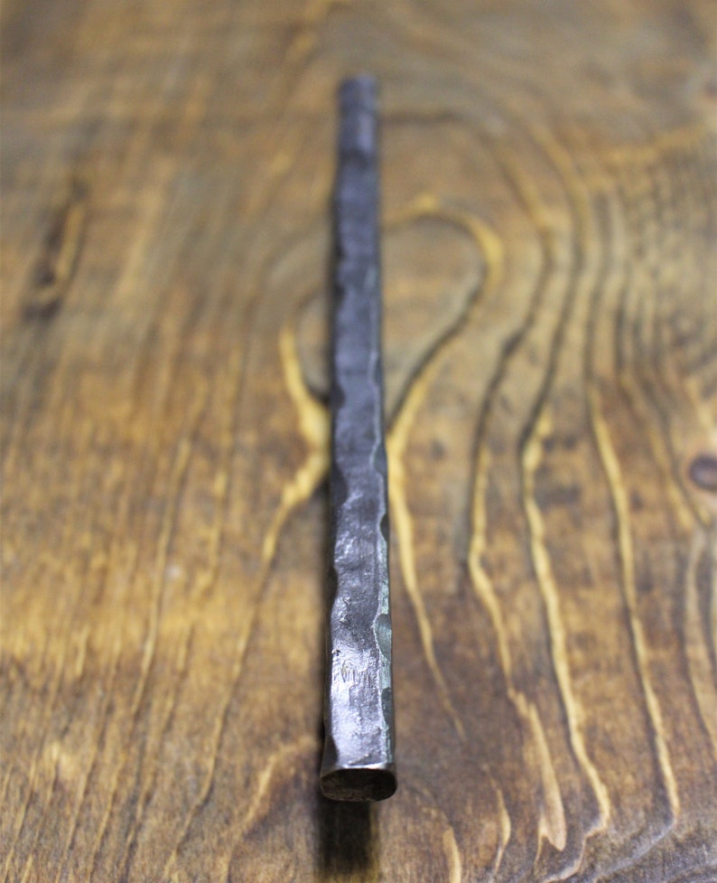 Hand Forged Hammered Square Stem Drawer Handle Brushed | Etsy