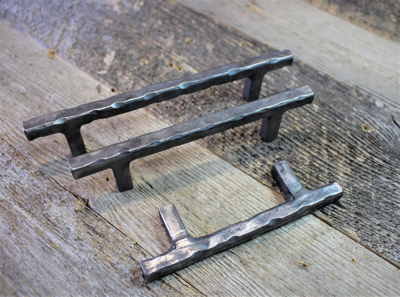 Hand Forged Hammered Square Stem Drawer Handle - Brushed - Individual ...