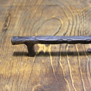 Hand Forged Hammered Square Stem Drawer Handle - Brushed - Individual ...