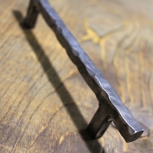 Hand Forged Hammered Square Stem Drawer Handle - Brushed - Individual ...