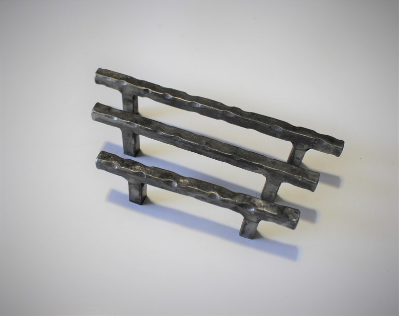 Hand Forged Hammered Square Stem Drawer Handle - Brushed - Individual ...