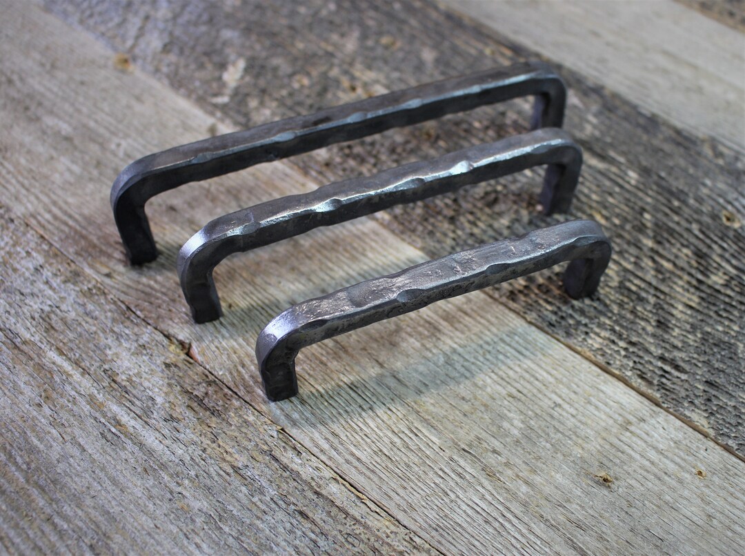 Hand Forged Hammered Square Handle - Brushed - Individual - Etsy