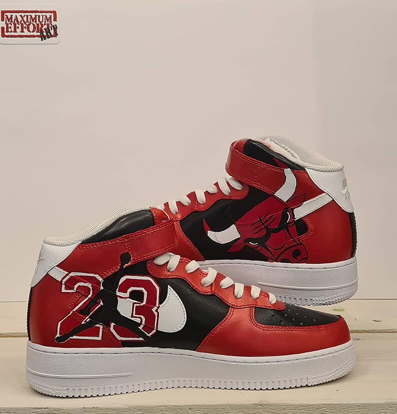 Jordan Chicago Bulls Customised Air Force Ones - Etsy
