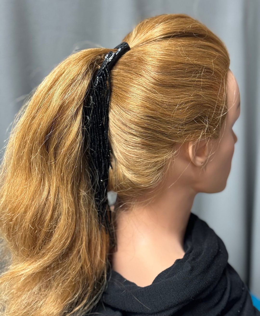 7 Inch Banana Clip W/ Black Beaded Fringe, Formal Hair Piece, Bling ...