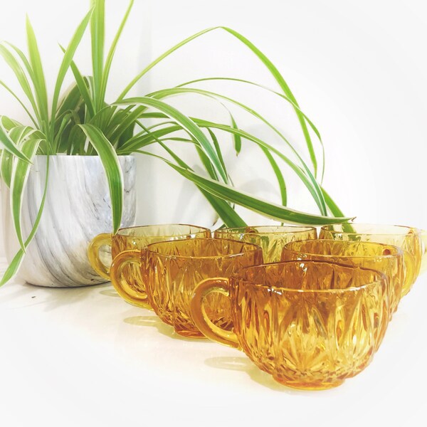 Amber Glass Punch Bowl Set - Etsy
