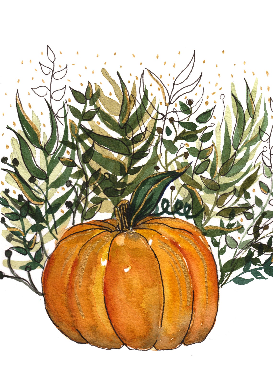 Pumpkin Fall Fine Art Print Fall Pumpkin Painting Digital | Etsy