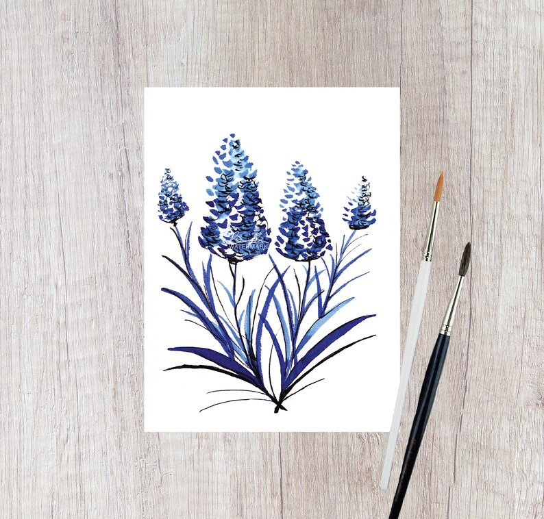 Bluebonnet Ink Painting, Digital Print of Bluebonnets, Digital Flower ...
