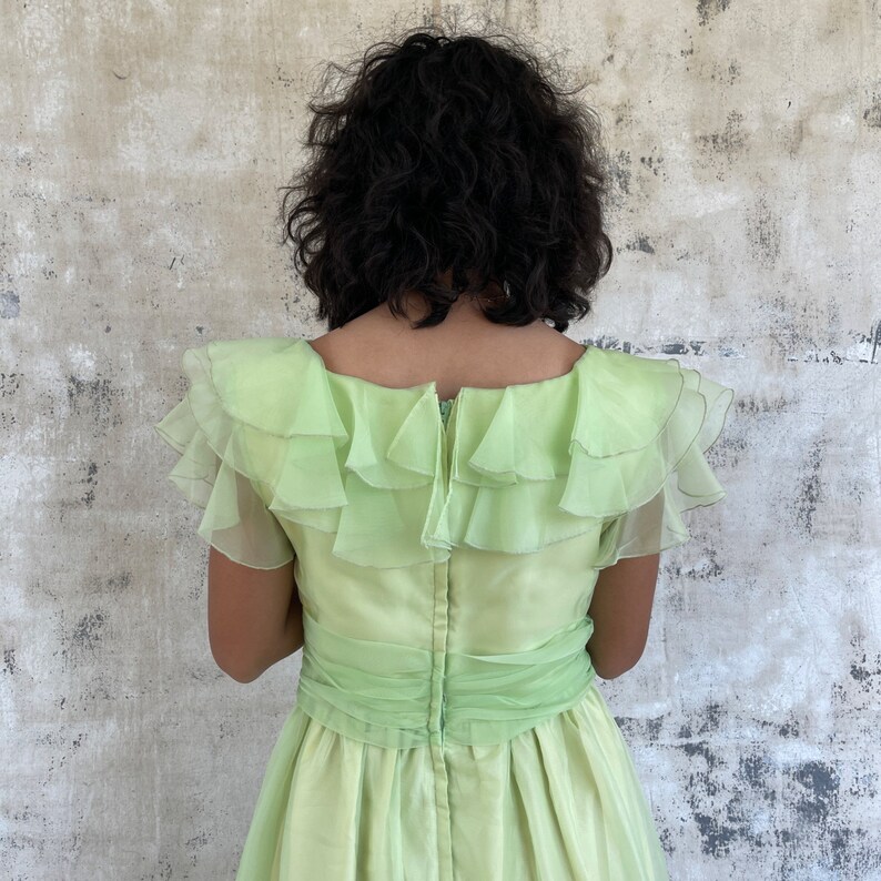 Vintage 70s Lime Green Ruffled Formal Maxi Dress - Etsy