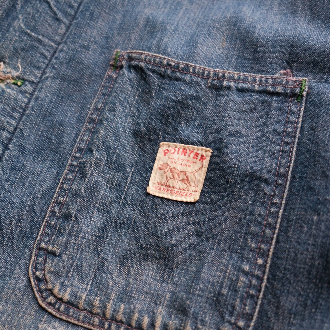 Vintage 1950s 1960s Pointer Denim Chore Jacket Size Large Wool Blanket ...