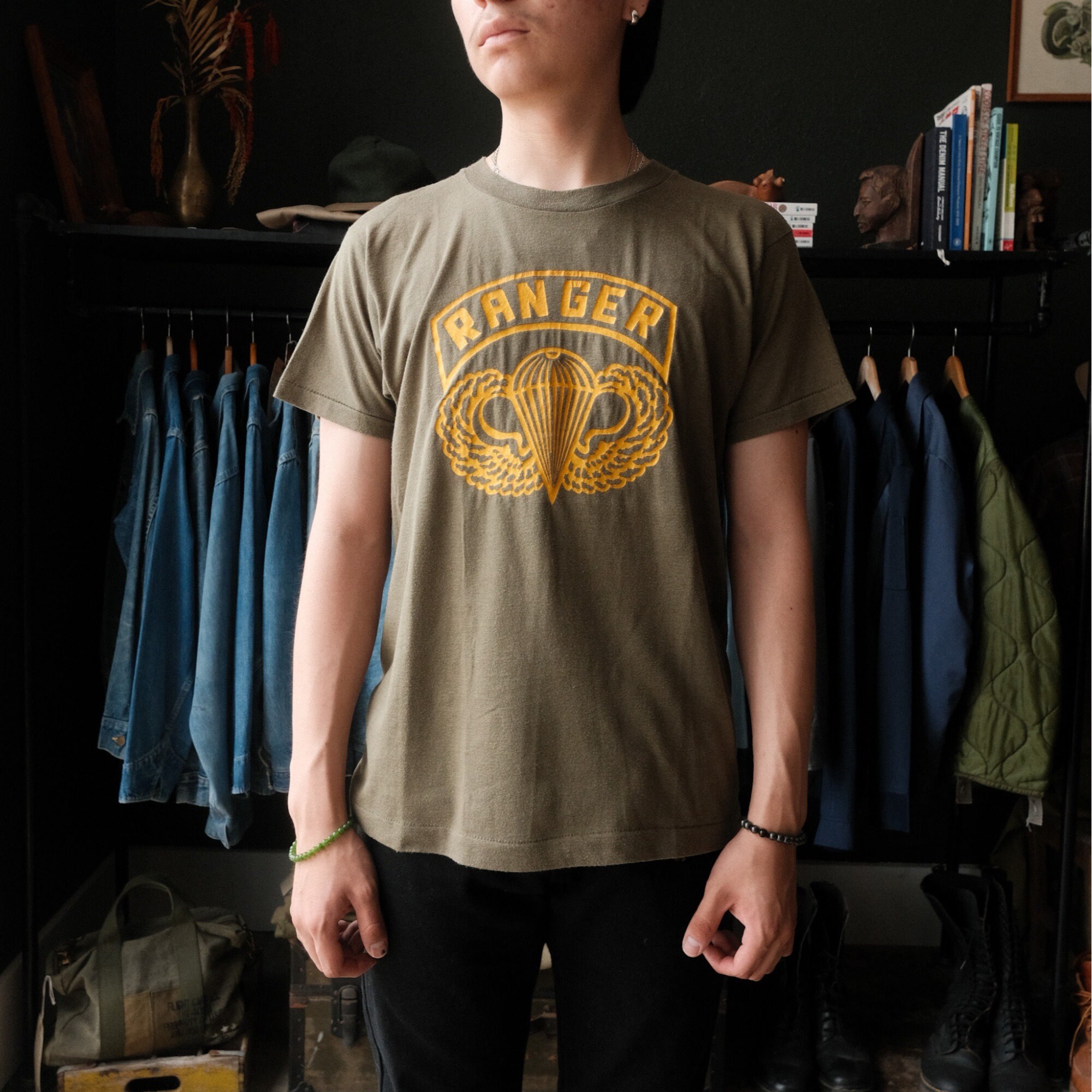 Vintage 80s Army Ranger T-shirt Size Medium Green Paratrooper - Etsy