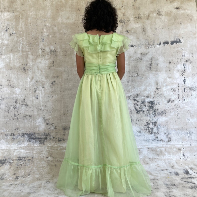 Vintage 70s Lime Green Ruffled Formal Maxi Dress - Etsy