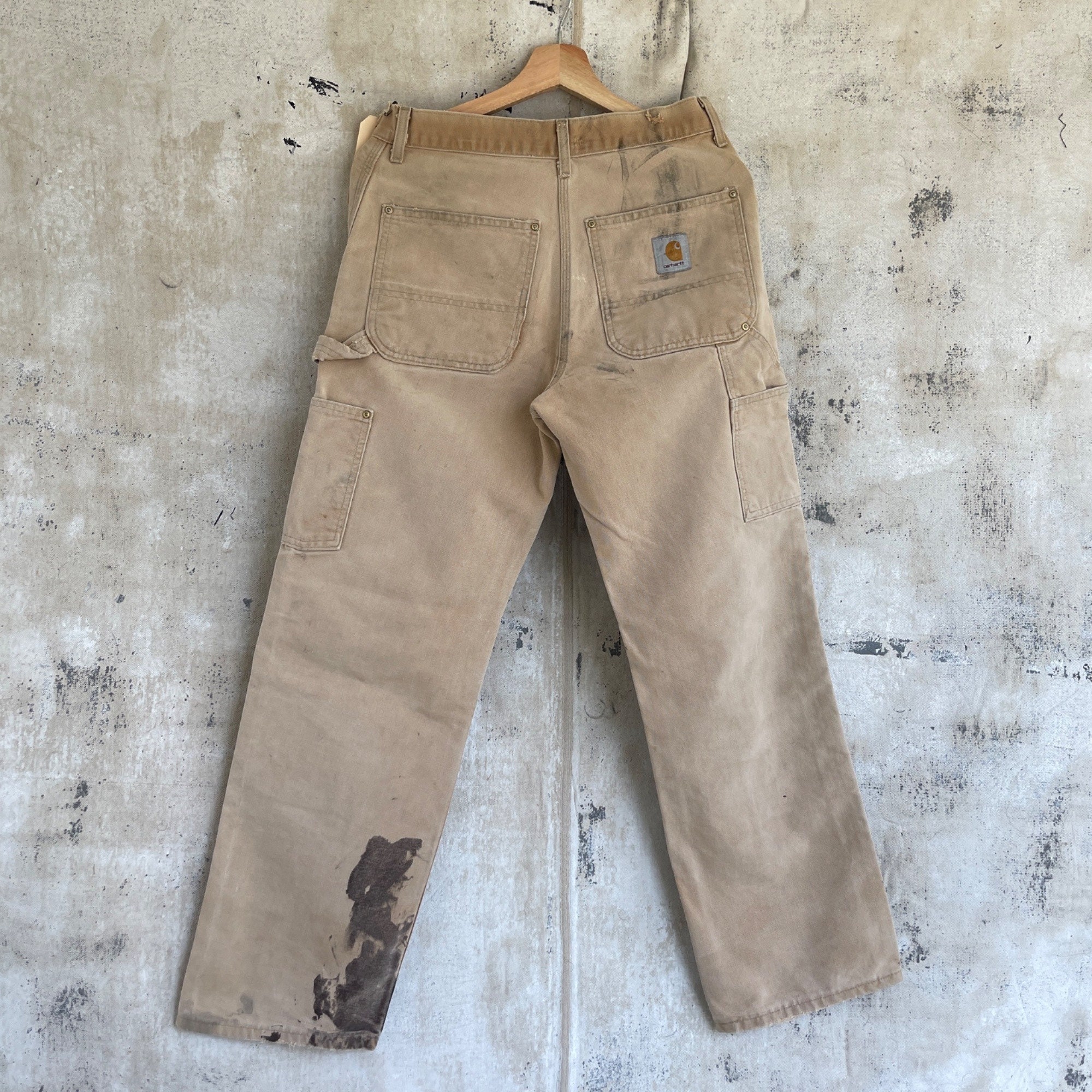 Vintage Tan Double Knee Carhartt Pants Size 30x30 Carpenter Vintage Tan Double Knee Carhartt Pants Size 30x30 Carpenter